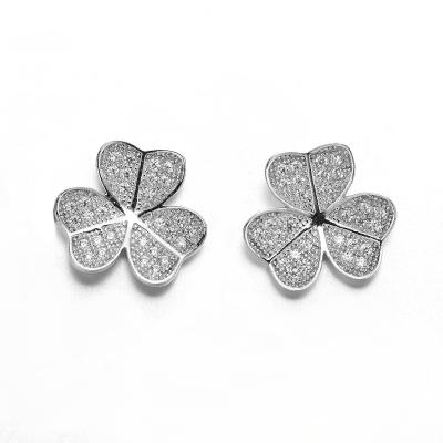 China Shamrock Heart 925 Silver CZ Earrings 2.8g with Custom Logo - Romantic Love Symbol Jewelry for sale
