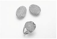 China Shield Studs I 925 Silver CZ Birthstone Earrings 5.04g Protective Round Shield Design for sale