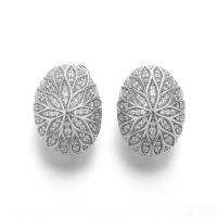 China Shield Studs I 925 Silver CZ Birthstone Earrings 5.04g Protective Round Shield Design for sale