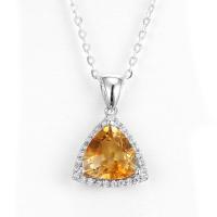 China 10mm 925 Silver Triangle Citrine Pendant - November Birthstone Charm with 2.0g Weight and AAA Cubic Zirconia for sale