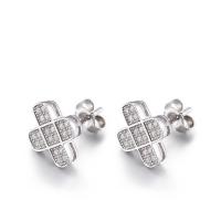 China 2.3g Sterling Silver Handmade Earrings Girls 12mm Cubic Zirconia Stud Earrings for sale