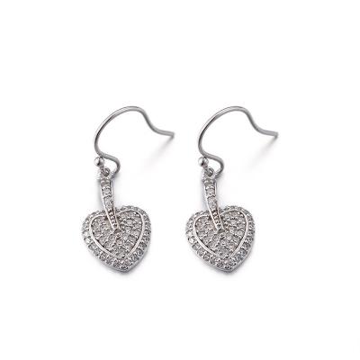 China OEM Double Heart Stud Earrings 2.91g 6mm Cubic Zirconia Stud Earrings for sale