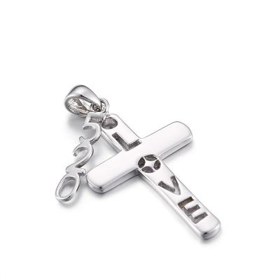 China 2.89g Sterling Silver CZ Cross Pendant with Custom Engraving - 925 Silver Lovers Necklace for Men & Women for sale