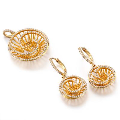 China AAA+ CZ 925 Sterling Silver Bridal Sets with Circular Spiral Design - 30pcs MOQ, Adjustable Size for sale