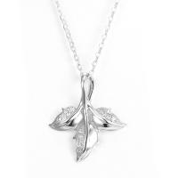 China Three Leaves 925 Sterling Silver Cubic Zirconia Pendant Necklace with 2g Stone Weight and Multiple Plating Options for sale