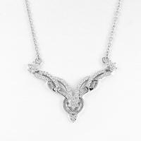 China Mens 925 Sterling Silver Antler Rope Chain Necklace 4.82g with AAA+ CZ Stones - Custom Engraving Available for sale