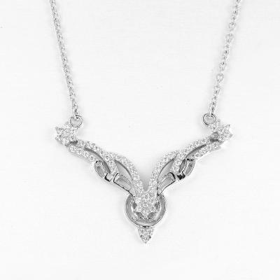China Mens 925 Sterling Silver Antler Rope Chain Necklace 4.82g with AAA+ CZ Stones - Custom Engraving Available for sale