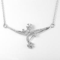 China Symmetrical Twin Flower 925 Sterling Silver Necklace with St. Christopher Pendant 4.98g Weight for sale