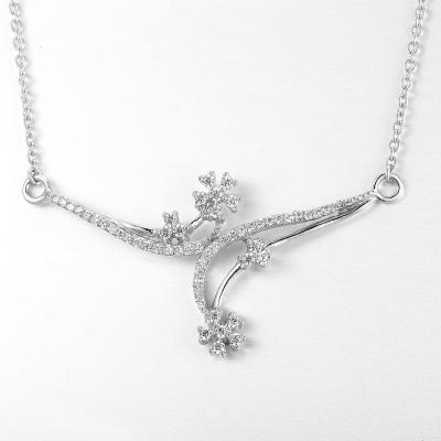 China Symmetrical Twin Flower 925 Sterling Silver Necklace with St. Christopher Pendant 4.98g Weight for sale