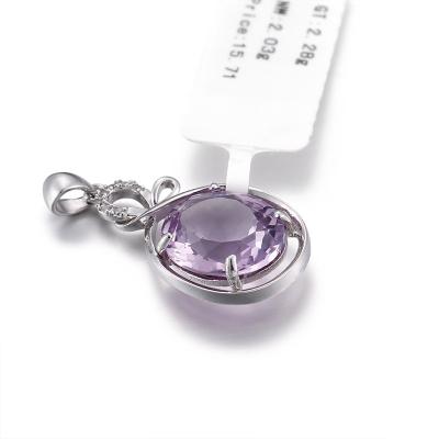 China 1.99g Pear Shaped Amethyst Pendant in 925 Sterling Silver - February Birthstone Heart Locket Jewelry for sale