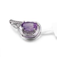 China 925 Sterling Silver Amethyst Pendant with 1.61g Weight and AAA+ Cubic Zirconia February Birthstone Bridal Jewelry for sale