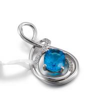 China 2.05g 925 Silver Oval Blue Sapphire Pendant Necklace with AAA+ Cubic Zirconia - 2.28g Total Weight for sale