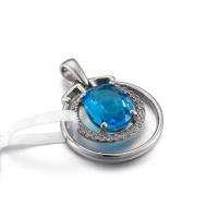 China 1.69g Sterling Silver Friendship Pendant with Sapphire Birthstone - Double Circle Design, 1.91g Weight, S925 Certified for sale