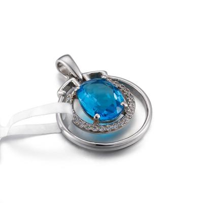 China 1.69g Sterling Silver Friendship Pendant with Sapphire Birthstone - Double Circle Design, 1.91g Weight, S925 Certified for sale