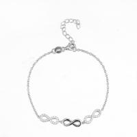 China 11.2g 925 Sterling Silver Triple Infinity Charm Bracelet 18cm with Zircon Stones - Custom Plating Options for sale