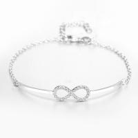 China 15cm 925 Silver CZ Infinity Bracelet with Rhodium Plating and 9.57g Weight - AAA+ Cubic Zirconia Couple Jewelry for sale