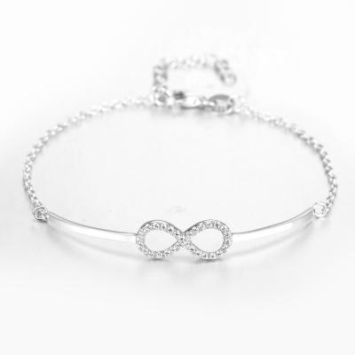 China 15cm 925 Silver CZ Infinity Bracelet with Rhodium Plating and 9.57g Weight - AAA+ Cubic Zirconia Couple Jewelry for sale