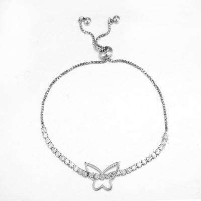 China Butterfly 925 Sterling Silver CZ Bracelet with Moonstone - 9.79g Weight, Anti-Allergic Jewelry for Women for sale