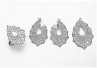 China 925 Sterling Silver Dinosaur Skin CZ Jewelry Set with Pear-Shaped Design - 30pcs MOQ, Custom Logo Available for sale