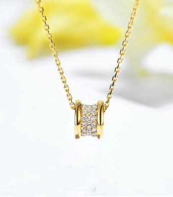 China 9mm Good Luck Charm Necklace 0.35ct Diamond 18K Gold with 40+5cm Chain and Lucky Bead Pendant for sale