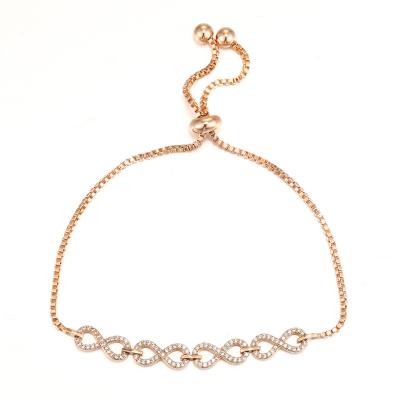 China 9.88g Sterling Silver Sister Bracelet 16cm with Rose Gold Plating and Quadruple Infinity Design - AM171014R for sale