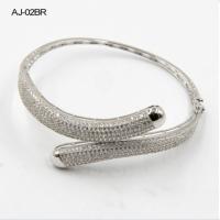 China 12.57g 925 Sterling Silver Bangle with Cubic Zirconia Two Lines Design - 13.5g Weight, Multiple Plating Options for sale