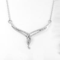 China Double Lines 925 Sterling Silver Necklace 5.03g Pure Silver with Cubic Zirconia Clavicle Design for sale