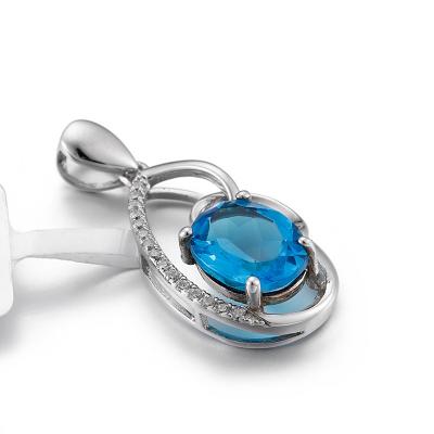 China 1.5g 925 Sterling Silver Men's Sapphire Pendant with 1.71g Stone Weight and Pear Linker Design for sale