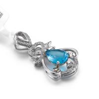 China 925 Sterling Silver Wedding Heart Crystal Pendant with 2.21g Sapphire Gemstone - Women's Jewelry with Multiple Plating Options for sale