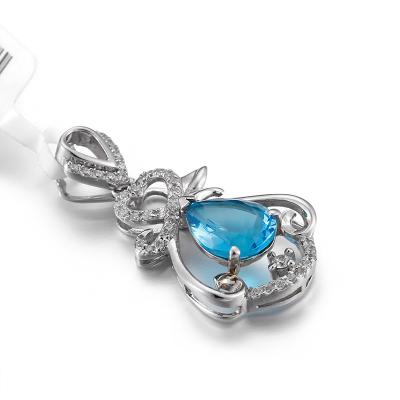 China 925 Sterling Silver Wedding Heart Crystal Pendant with 2.21g Sapphire Gemstone - Women's Jewelry with Multiple Plating Options for sale