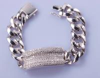 China 50g 925 Sterling Silver CZ Bracelet 17cm Michael Kors Style Business Men's Jewelry with Custom Logo for sale