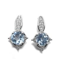 China 4.1g Sterling Silver Aquamarine Drop Earrings with Circle Sky Blue Topaz - S925 Stamped Anti-Allergic for sale