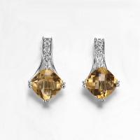 China Yellow 925 Sterling Silver Citrine Drop Earrings 2.6g with Rhodium Plating and Custom Logo Options for sale