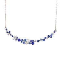 China Girls 40+5cm Chain Sapphire Cluster Necklace with 0.22ct Diamond and 1.0ct Sapphire Flower Pendant in 18K Gold for sale