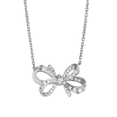 China 0.16ct 18K Gold Diamond Necklace with 2.2g Weight and 45cm Adjustable Chain - Algerian Love Knot Design for sale