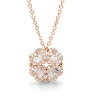 China 18K Gold Diamond Clover Necklace 1.08ct with 42-45cm Chain in Rose, White or Yellow Gold - BN1748 for sale