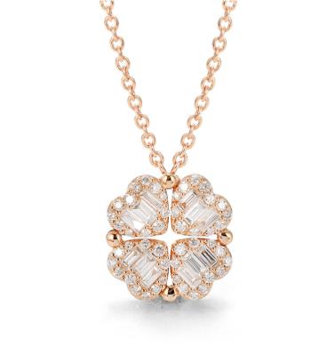 China 18K Gold Diamond Clover Necklace 1.08ct with 42-45cm Chain in Rose, White or Yellow Gold - BN1748 for sale