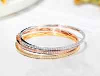 China 3.0mm 18K Gold Diamond Bangle with 1.00ct VS Clarity F-G Color Round Brilliant Cut Diamonds for sale