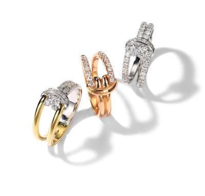 China 18K Gold Diamond Love Knot Ring 4.0g 0.51ct VS Clarity Eternity Wedding Band BR1319 for sale