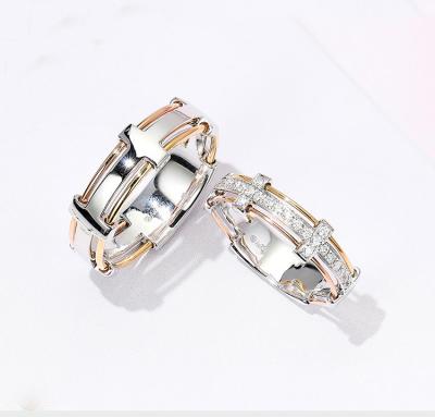 China 18K Gold Cross Diamond Promise Rings for Couples - 4.5g & 6.5g Weight, 0.19ct VS Clarity Diamonds for sale