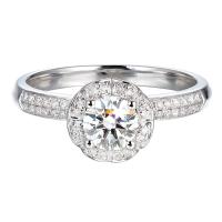 China 0.5CT + 0.28CT Edwardian Diamond Flower Cluster Engagement Ring in 18K Gold 2.9g Size 7 for sale