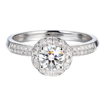 China 0.5CT + 0.28CT Edwardian Diamond Flower Cluster Engagement Ring in 18K Gold 2.9g Size 7 for sale