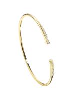 China 0.12ct 18K Gold Diamond Bangle 4.0g Open Circle Bracelet 45×55mm Minimalist Design for sale