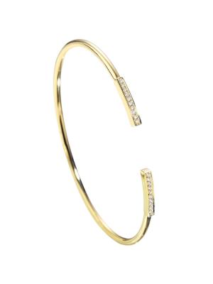 China 0.12ct 18K Gold Diamond Bangle 4.0g Open Circle Bracelet 45×55mm Minimalist Design for sale