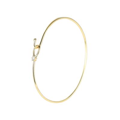 China 0.07ct 18K Gold Diamond Bangle Bracelet with 4.8g Weight and 45×55mm Dimensions - Hook Lock Design for sale