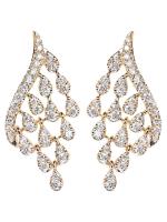 China 18K Gold Feather Diamond Stud Earrings 2.0g Weight 0.50ct Round Brilliant Cut VS Clarity for sale