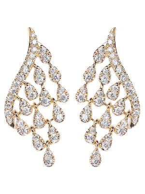 China 18K Gold Feather Diamond Stud Earrings 2.0g Weight 0.50ct Round Brilliant Cut VS Clarity for sale
