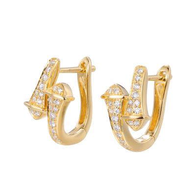 China VS Clarity 18K Gold Diamond Earrings 2.4g 0.16ct Double-Headed Arrow Shape with Custom Options for sale