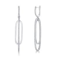 China Noble 925 Silver CZ Earrings with Freshwater Pearls - 1.90g Long Oval Design, Multiple Plating Options for sale