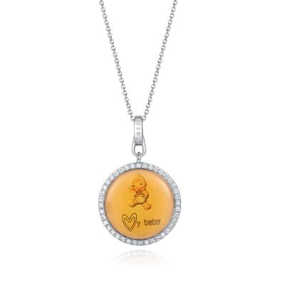 China Round 925 Silver Baby Pendant with AAA CZ Stones | 11.5g Weight | Anti-Allergic Micropave Design for sale